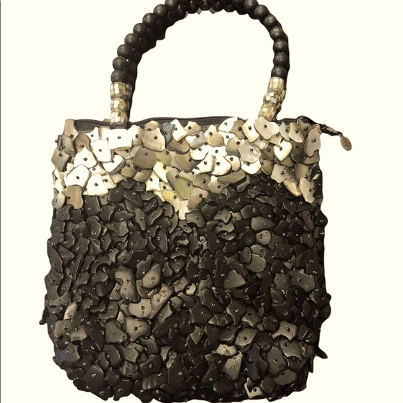Maya | Bags | Vintage Maya Black Mother Of Pearl Polished Slate Purse ...